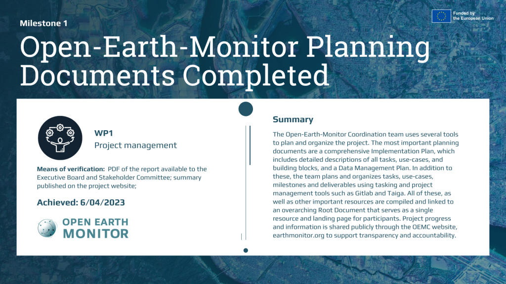 Progress – Open-Earth-Monitor project